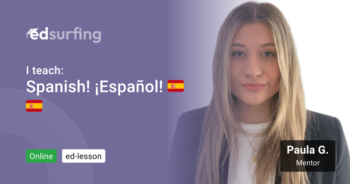 Lär dig Spanish! ¡Español! 🇪🇸🇪🇸 med Paula G. - edsurfing